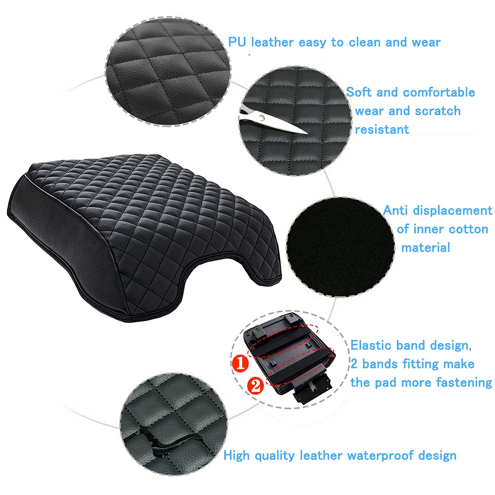 DPEI XUAN Console Armrest Cushion, Center Console Cover Armrest Cushion Customized Leather Cover Center Console Protector, Only Fit Bucket Seat