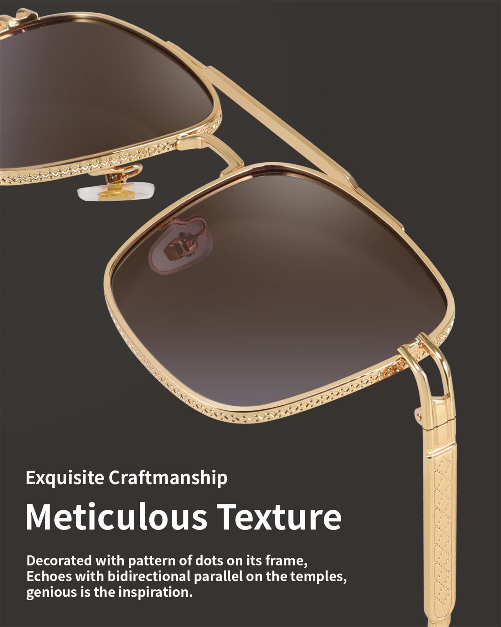 FEISEDY Retro Square Aviator Sunglasses for Men Women Vintage 70s Pilot Shades Classic Metal Frame B2845