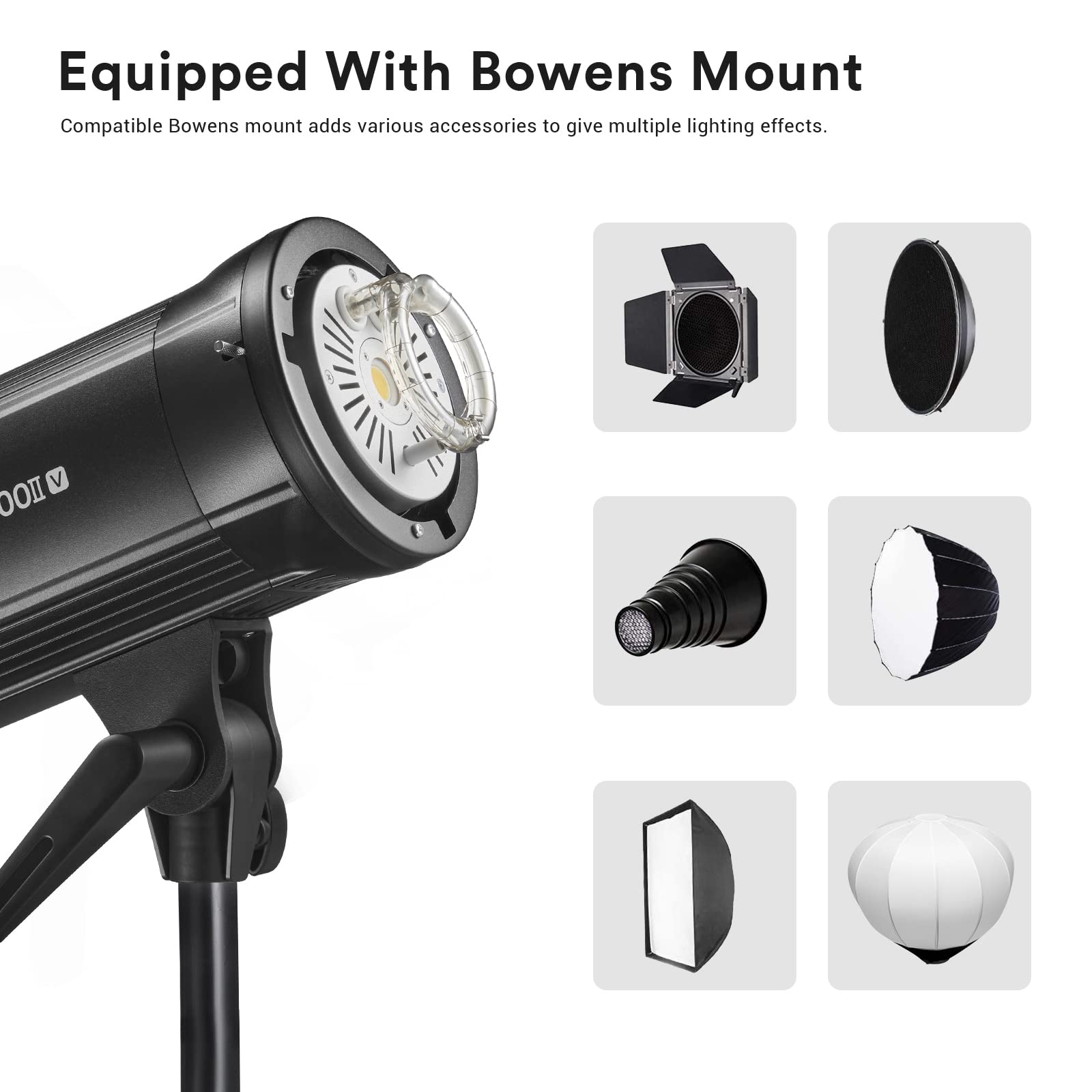 Godox SK400II-V Studio Strobe, New Upgraded Version of SK400II, 400W 2.4G Wireless X System GN65 5700K Monolight with LED Modeling Lamp, Bowens Mount, 0.1-1.5s Recycle Time - 110V