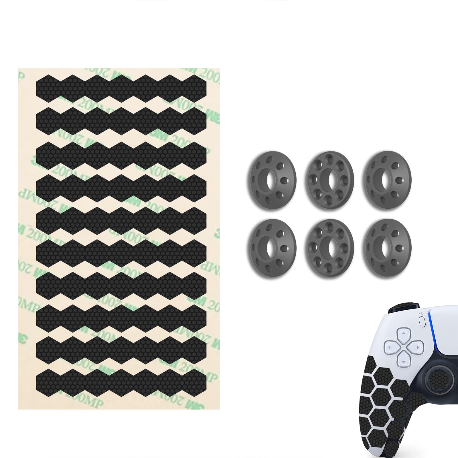 Controller Rings and Grip Tape Stickers for PS5/PS4/Xbox/Switch Pro/Scuf Game Controller Accessories Anti-Slip Improve Accuracy (Silicone)