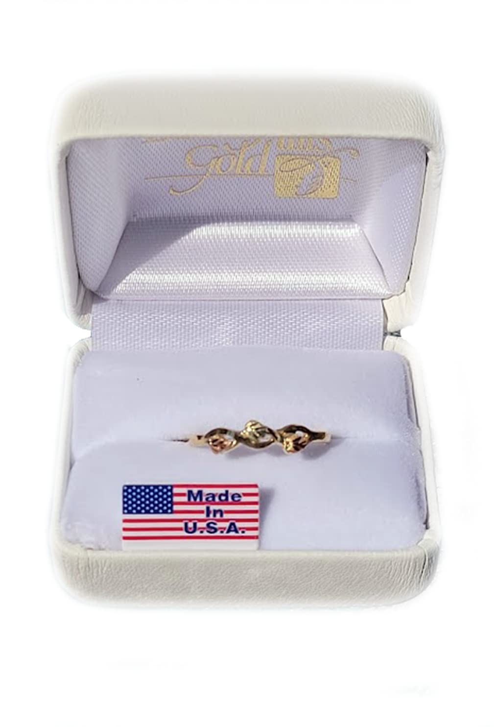 Diamond-Cut Grape Leaf Cut-Out Band, 10k Yellow Gold, 10k Yellow Gold, 12k Green and Rose Gold Black Hills Gold Motif, Size 11