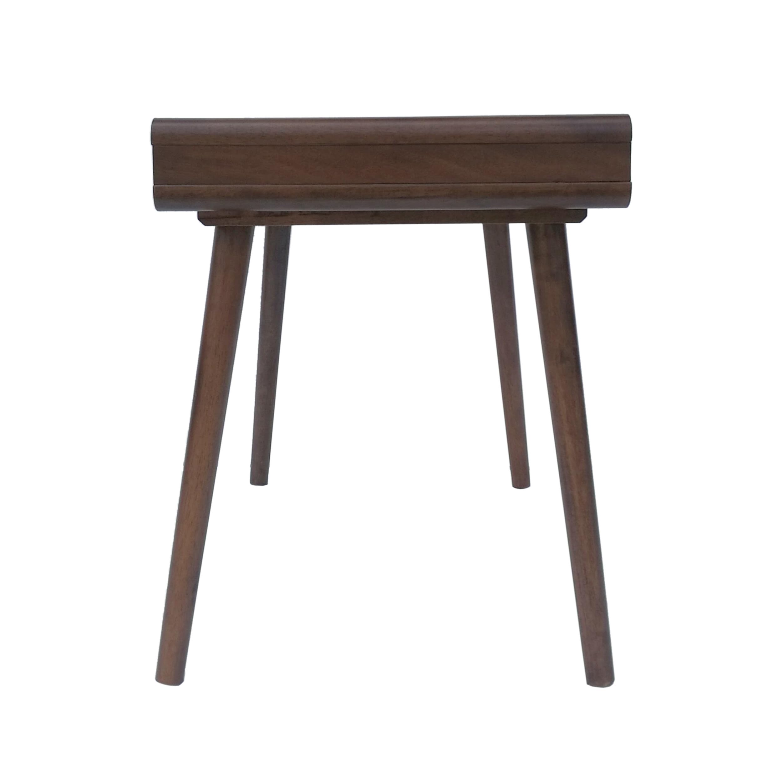 HyorecyTech Home Office Vintage Desk with rubberwood Legs, Solid Wood Writing Desk with Large Drawer, Mid Century Solid Wood Computer Desk for Home Office, Reading Room (Wood Desk- Brown)