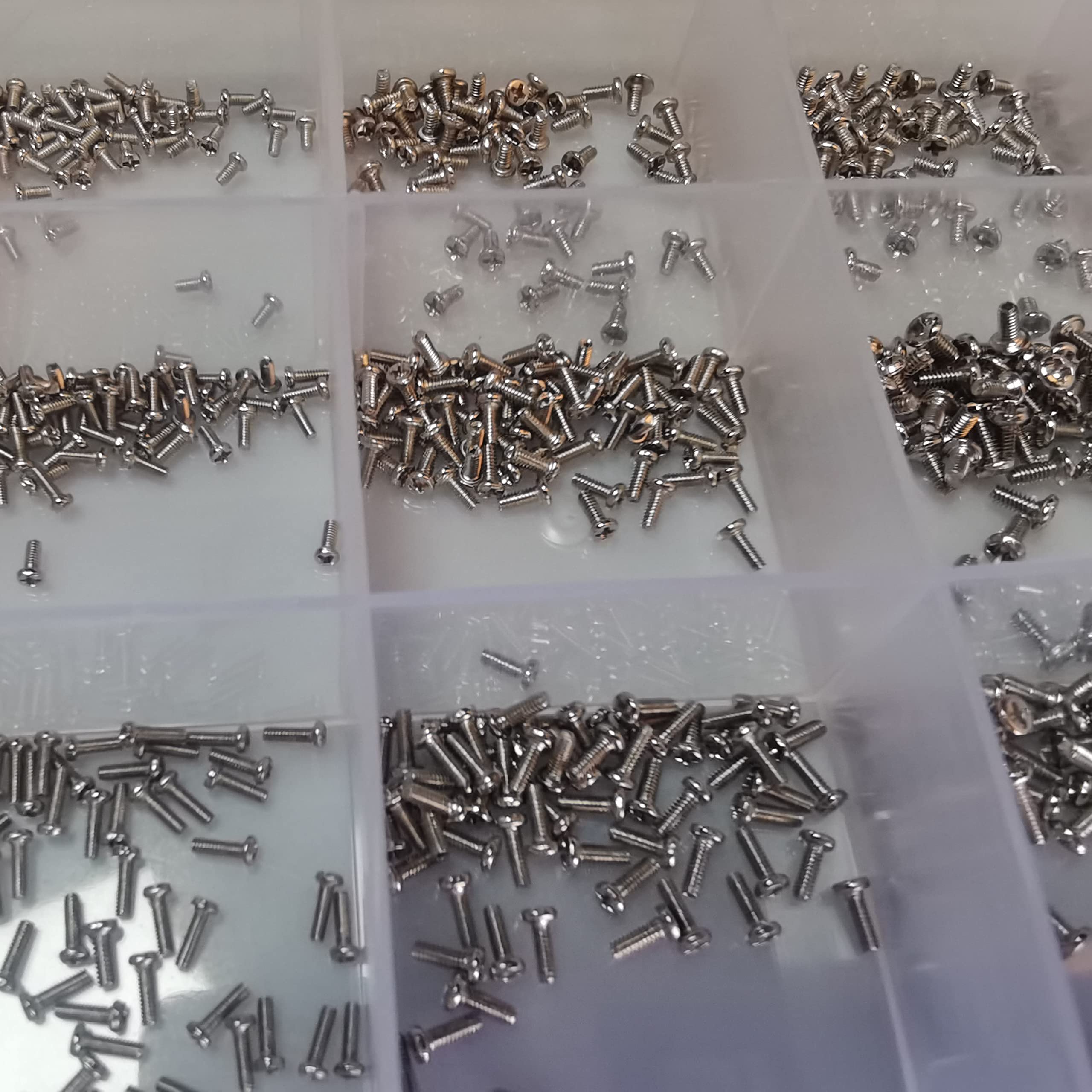 HOTMMGR 800pcs Tiny M1/M1.2/M1.4/M1.6/M1.7 Nickel-Plated Steel Screws Phillips Pan Head Assortments Kit for Eyeglasses Decoration Electrical Industrial Products