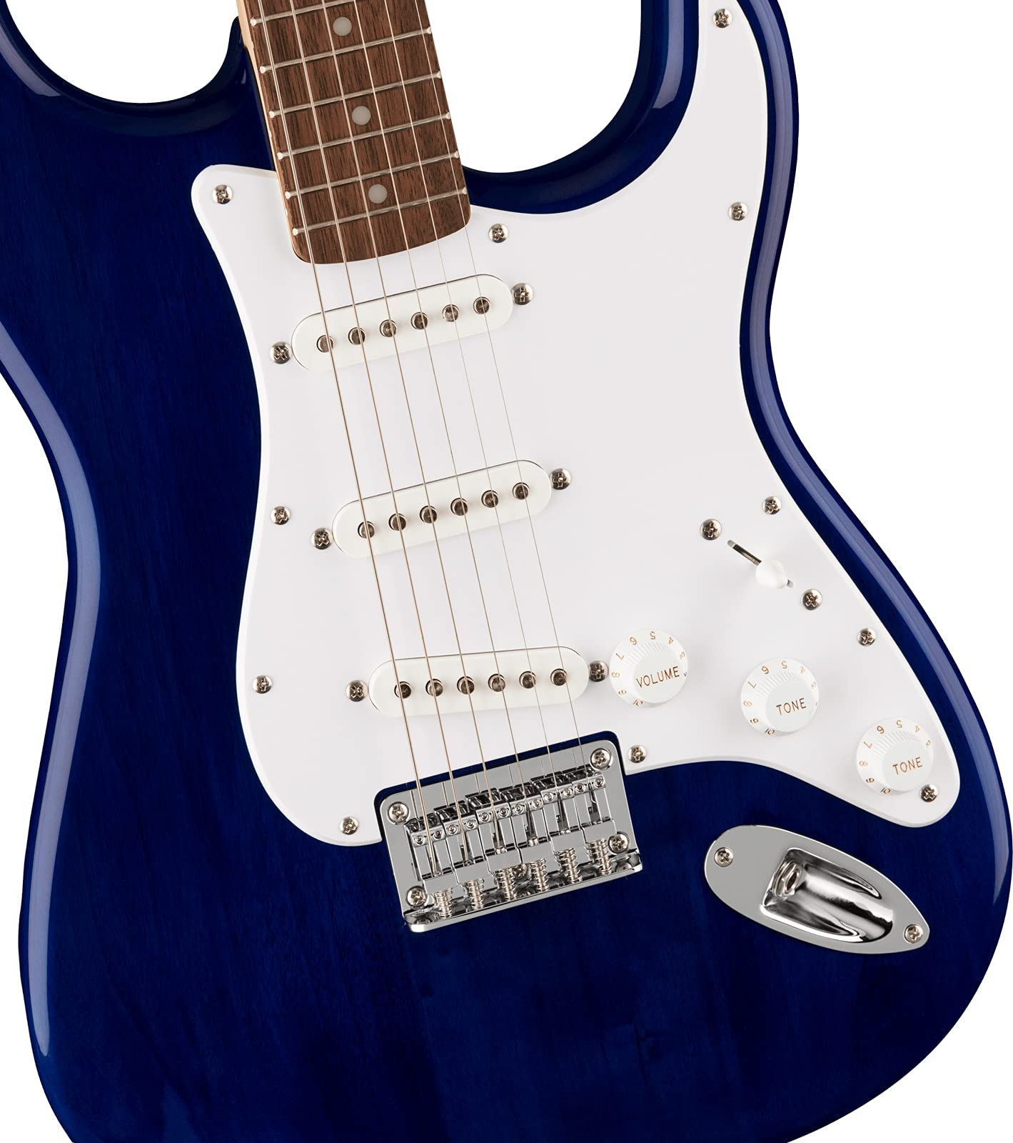 Fender Stratocaster HT, White Pickguard - Transparent Blue Bundle with Frontman 10G Amplifier, Instrument Cable, Gig Bag, Strap, Picks, and Austin Bazaar Instructional DVD