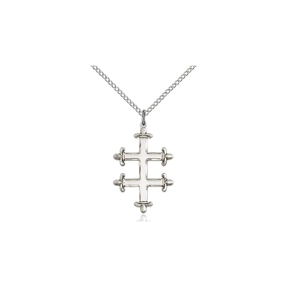 DiamondJewelryNY Sterling Silver Cross of Lorraine Pendant