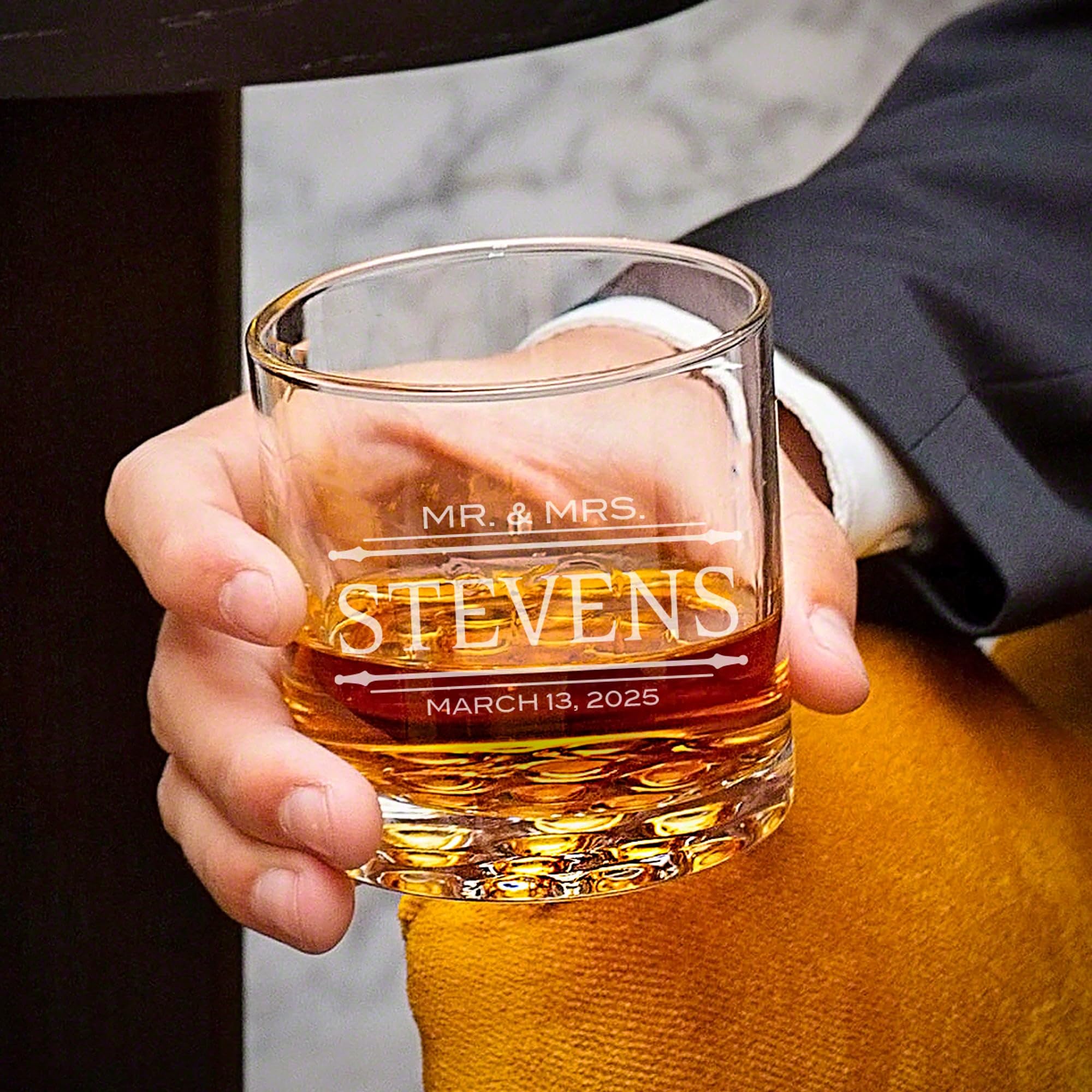 Custom Buckman Whiskey Glasses and El Matador Bull Whiskey Decanter Set (Personalized Gift)