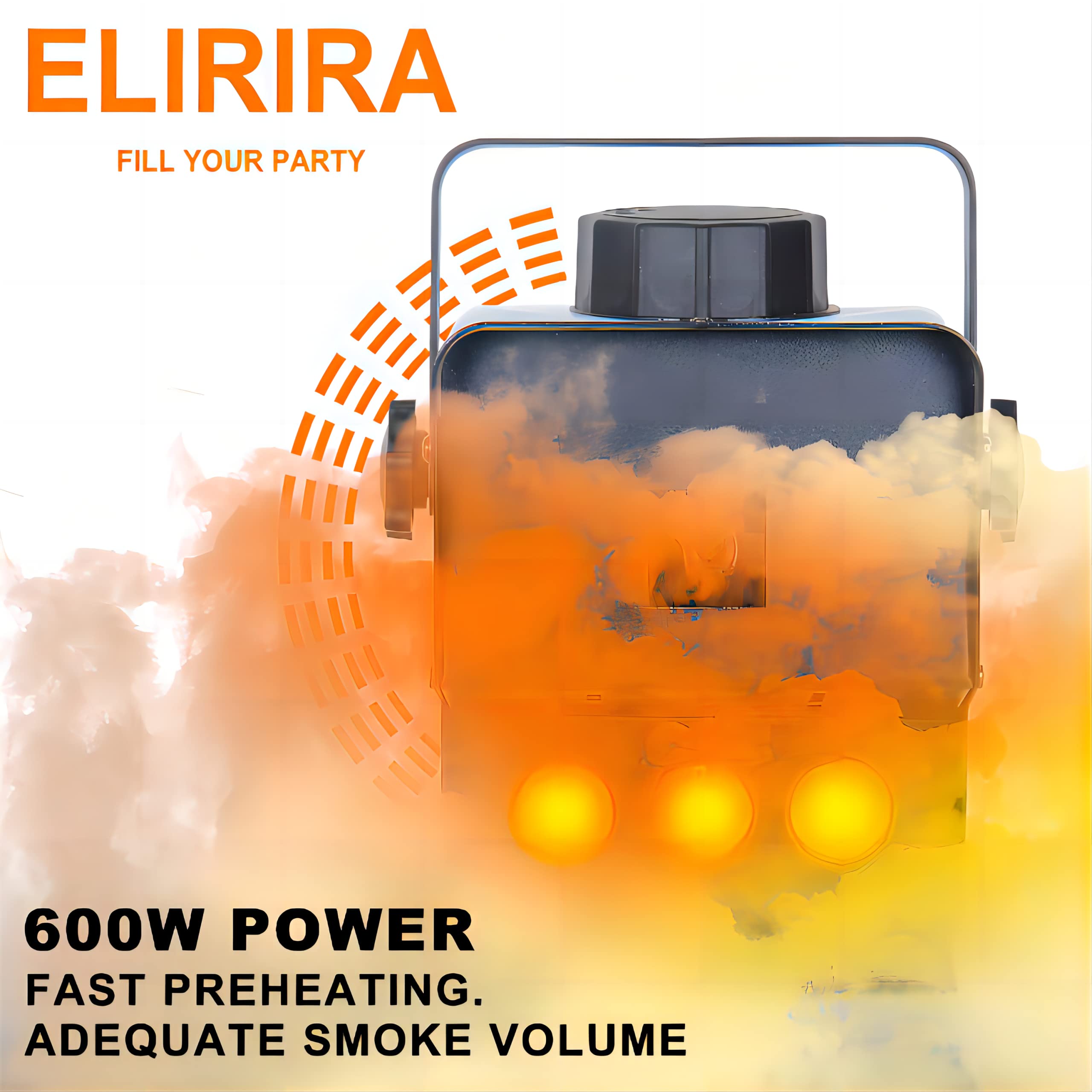 ELIRIRA Fog Machine Smoke Machine Metal Case LED Light 600W and 3500CFM Fog with Wireless Remote Control for Birthday,Wedding, Halloween,DJ Party,Stage Effect, with Safe Protection