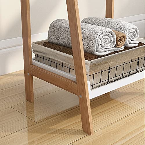 Ladder Shelf, Plant Shelf, Display Shelf, Storage Shelf, Living Room Decor and Accessories, Bamboo Bookshelf, 4 Tier Shelf for Living Room, Bedroom, Kitchen, Rust Resistance, Easy Assembly, White