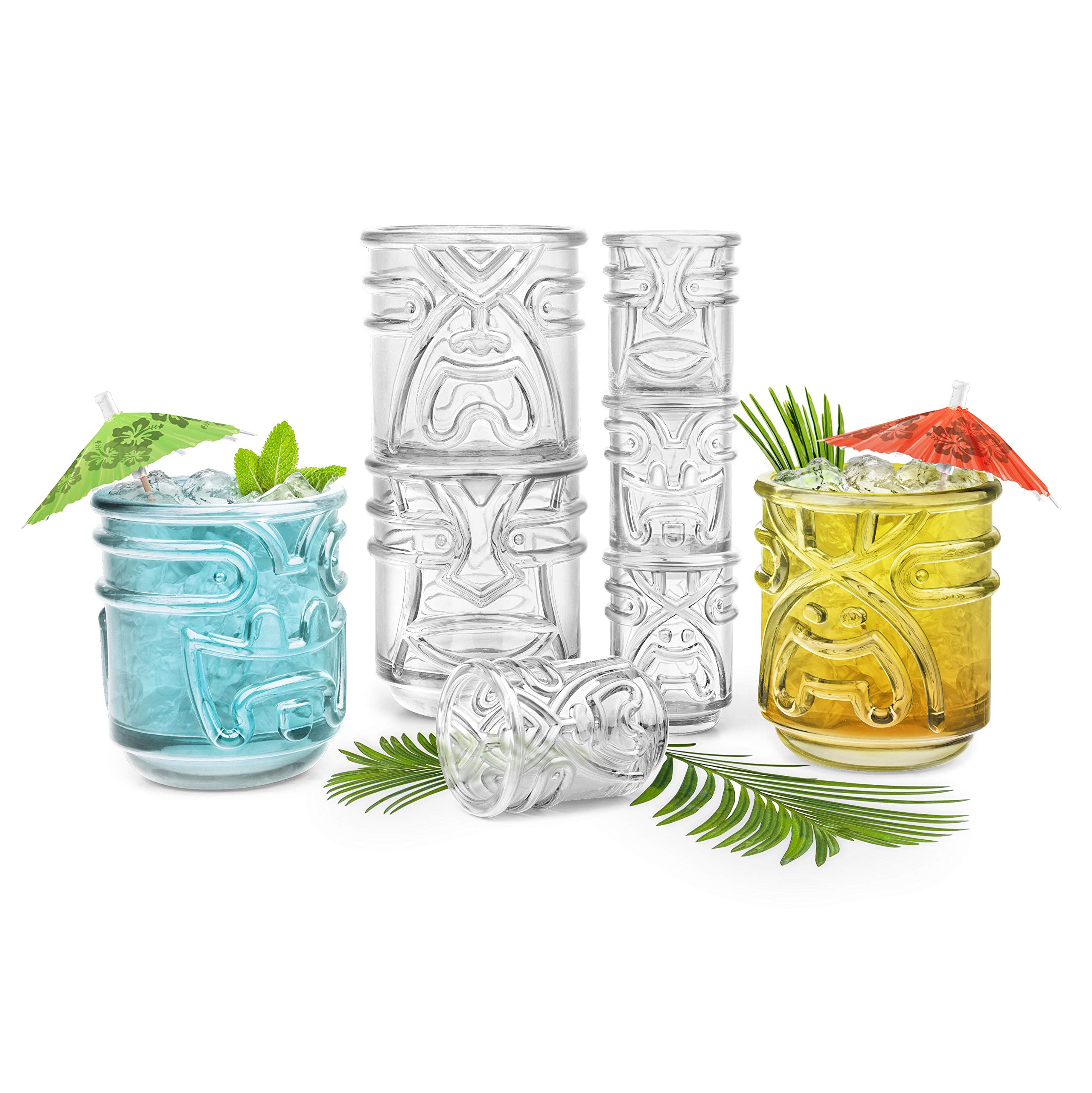 Final Touch 2oz. Tiki Shots, Set of 4 Clear Glasses (TK5301)