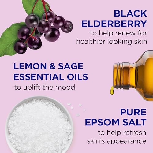 Dr Teal's Foaming Bath with Pure Epsom Salt, Black Elderberry with Vitamin D & Essential Oils, 34 fl oz (Packaging May Vary)