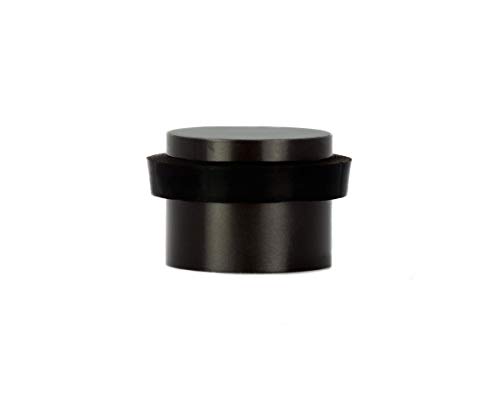 EVI | Adhesive Doorstop | 1.1'' X 0.8'' | Natural Silicone Black Rubber | Black Lacquered Stainless Steel Finish | Great Adherence | 100% Functional | Mod I-163