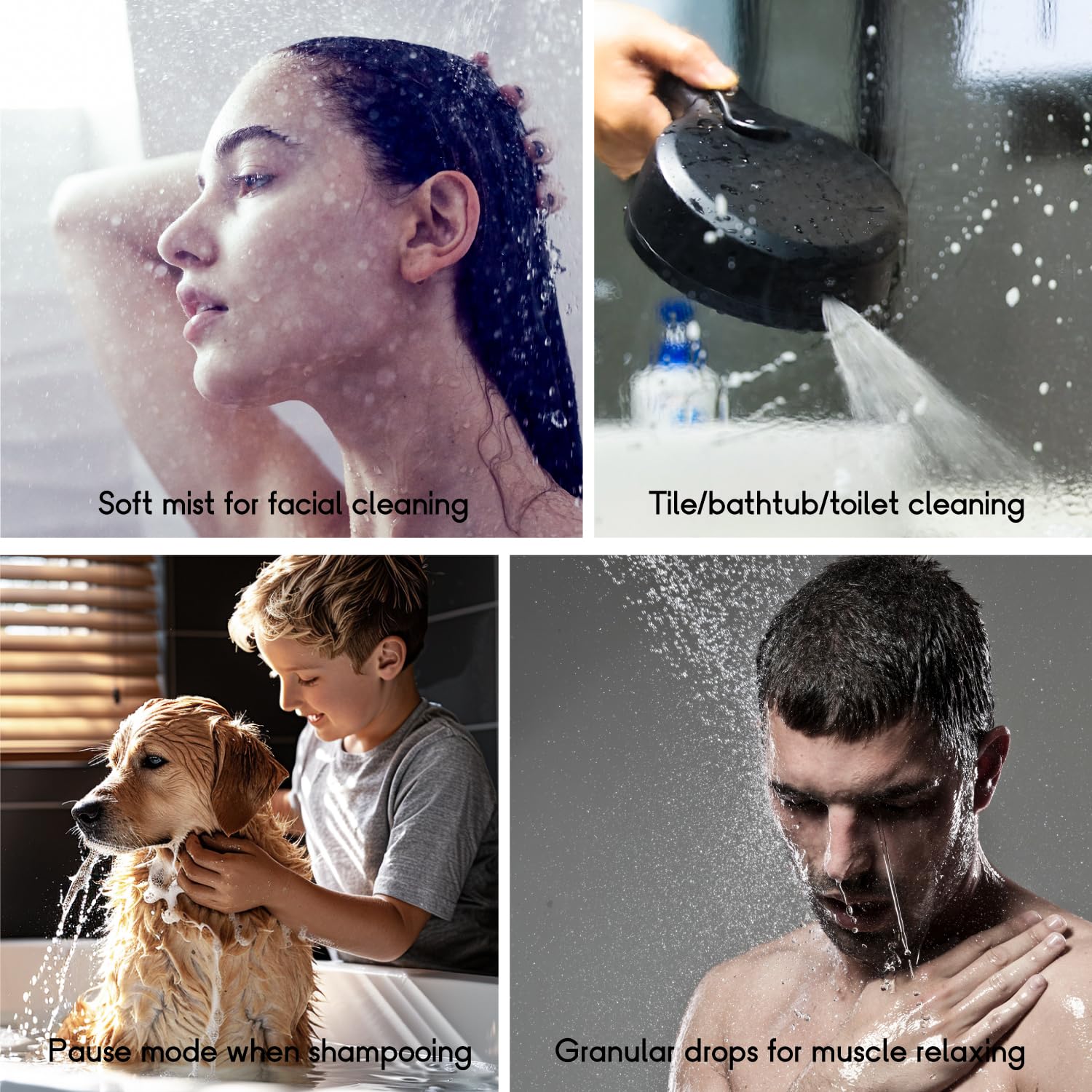 InoFlow High Pressure Filtered Shower head with Handheld 7 Modes, 5β High Flow Hand Held Hydro Rain Showerhead with 60" Stainless Steel Hose and Adjustable Bracket, Matt Black