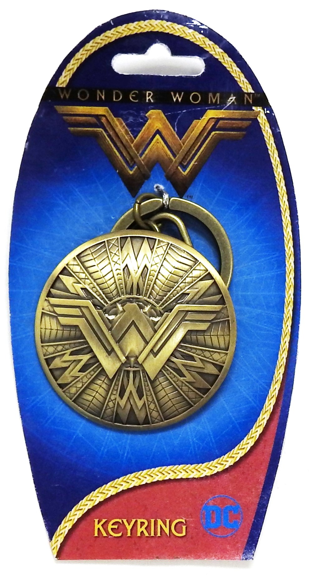 DC New Wonder Woman Shield Pewter Key Ring,Gold,3"