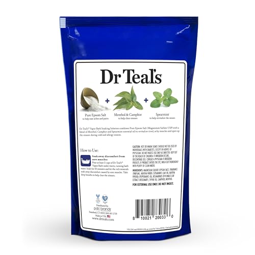 Dr Teal's Pure Epsom Salt, Vapor Bath with Menthol, Camphor & Essential Oils, 2 lbs (Pack of 3)