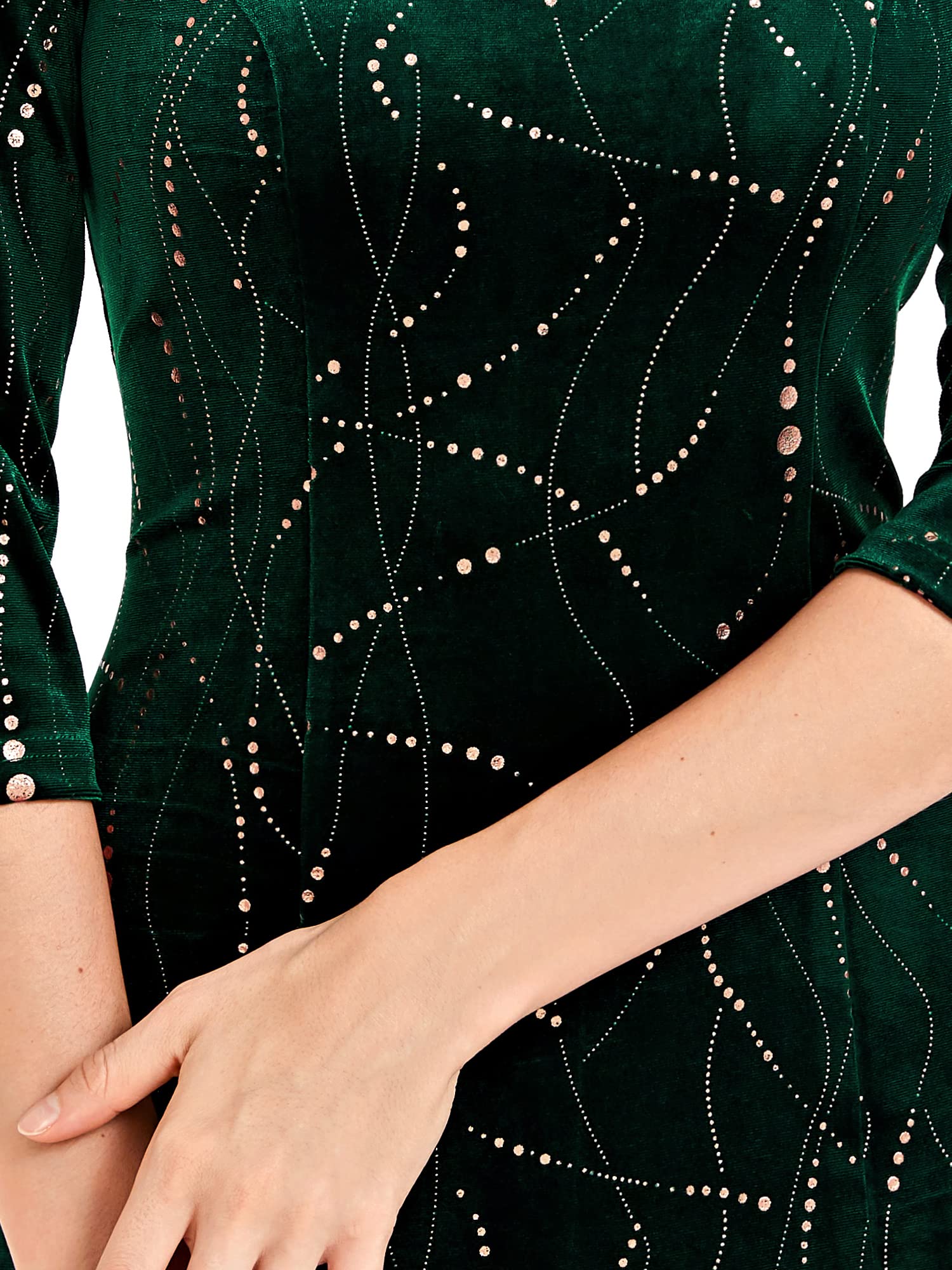 Ever-Pretty Women's Velvet 3/4 Sleeve High-Low Mermaid Plus Size Gorgeous Evening Dress Green US16