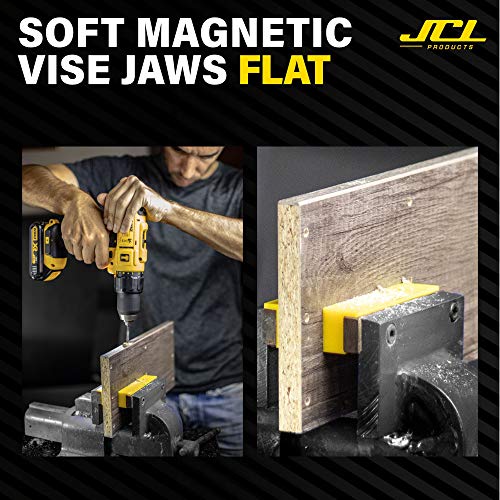 JCL Soft Vise Jaws | 4 inch vice jaws (2 pack), including 1 set grooved and 1 set flat | Use on any Metal Bench Vise to safely clamp flat, round or irregular shapes objects
