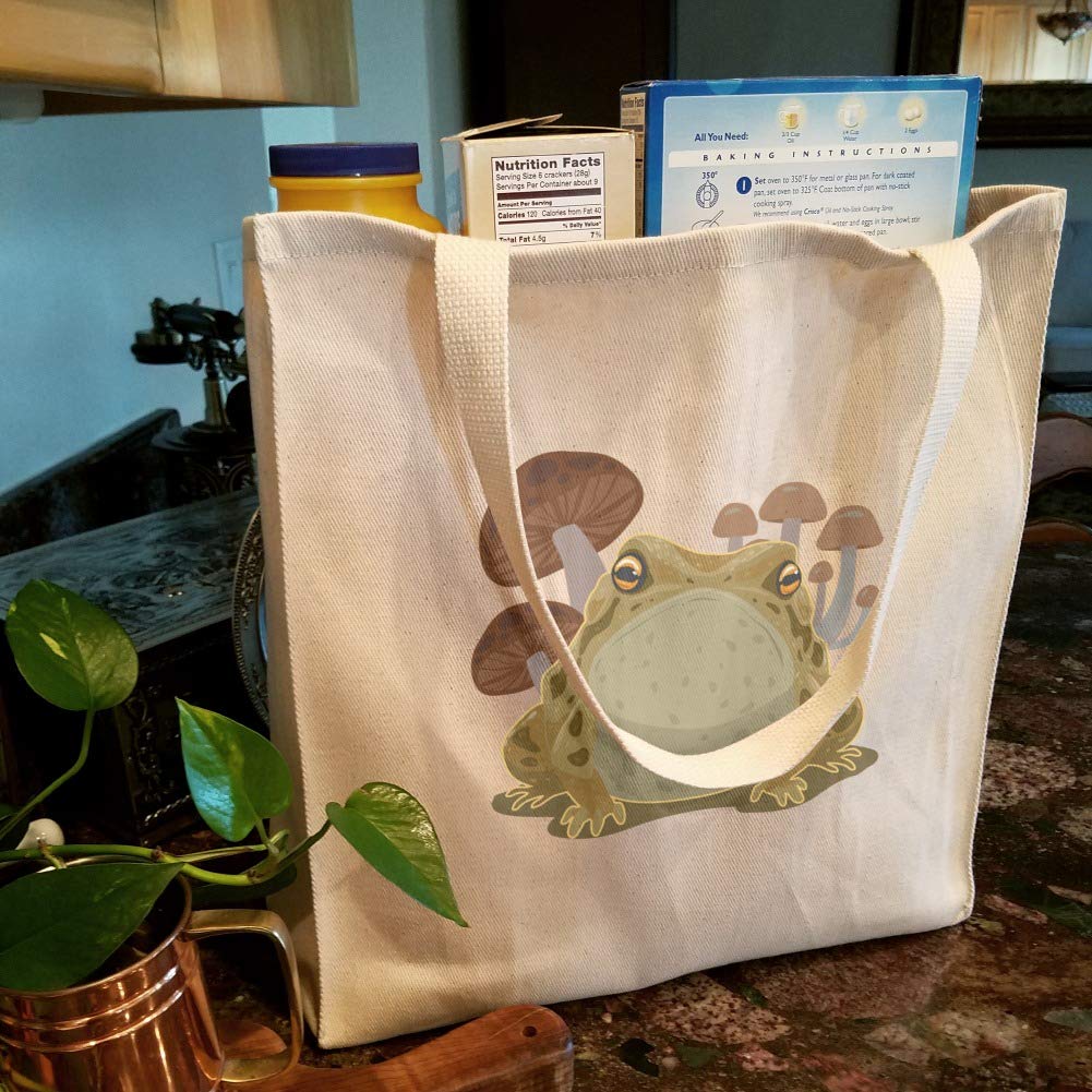 GRAPHICS & MORE Toad Sitting In Front of Mushrooms Grocery Travel Reusable Tote Bag