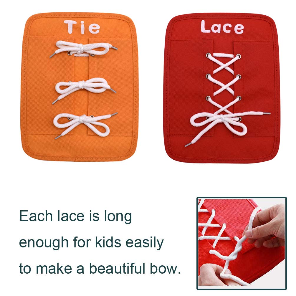 YIISUN Busy Board Early Learning Basic Life Skills Learn to Dress Boards-Button,Zip,Lace,Buckle,Tie,Snap 6 Pcs/Set