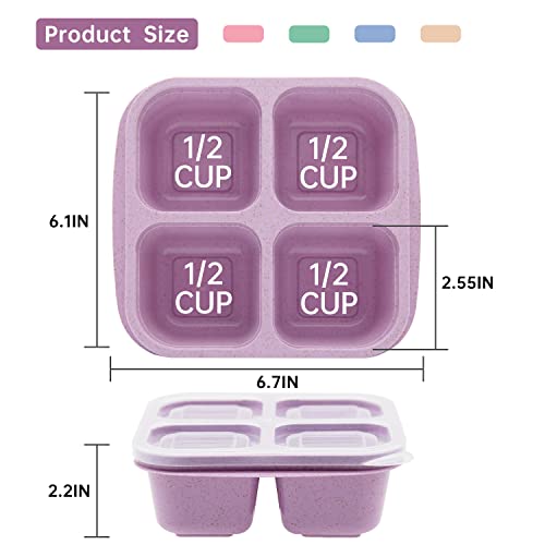 Luriseminger Bento Lunch Box,4 Compartment Snack Containers,Divided Snack Box,Meal Prep Lunch Containers FOR Kids/Toddle/Adults,Food Storage Containers for School, Work and Travel (Multicolor-5pack)