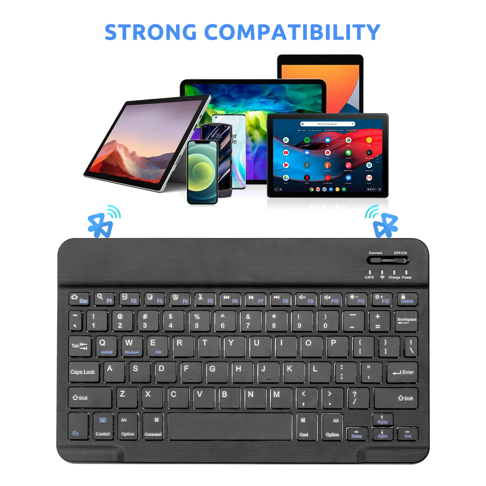EDIVIA Amazon Fire HD 10 Wireless Keyboard,Universal Slim Portable Bluetooth Keyboard Compatible with Amazon Fire HD 10 Keyboard with Built in Rechargeable Battery,Black