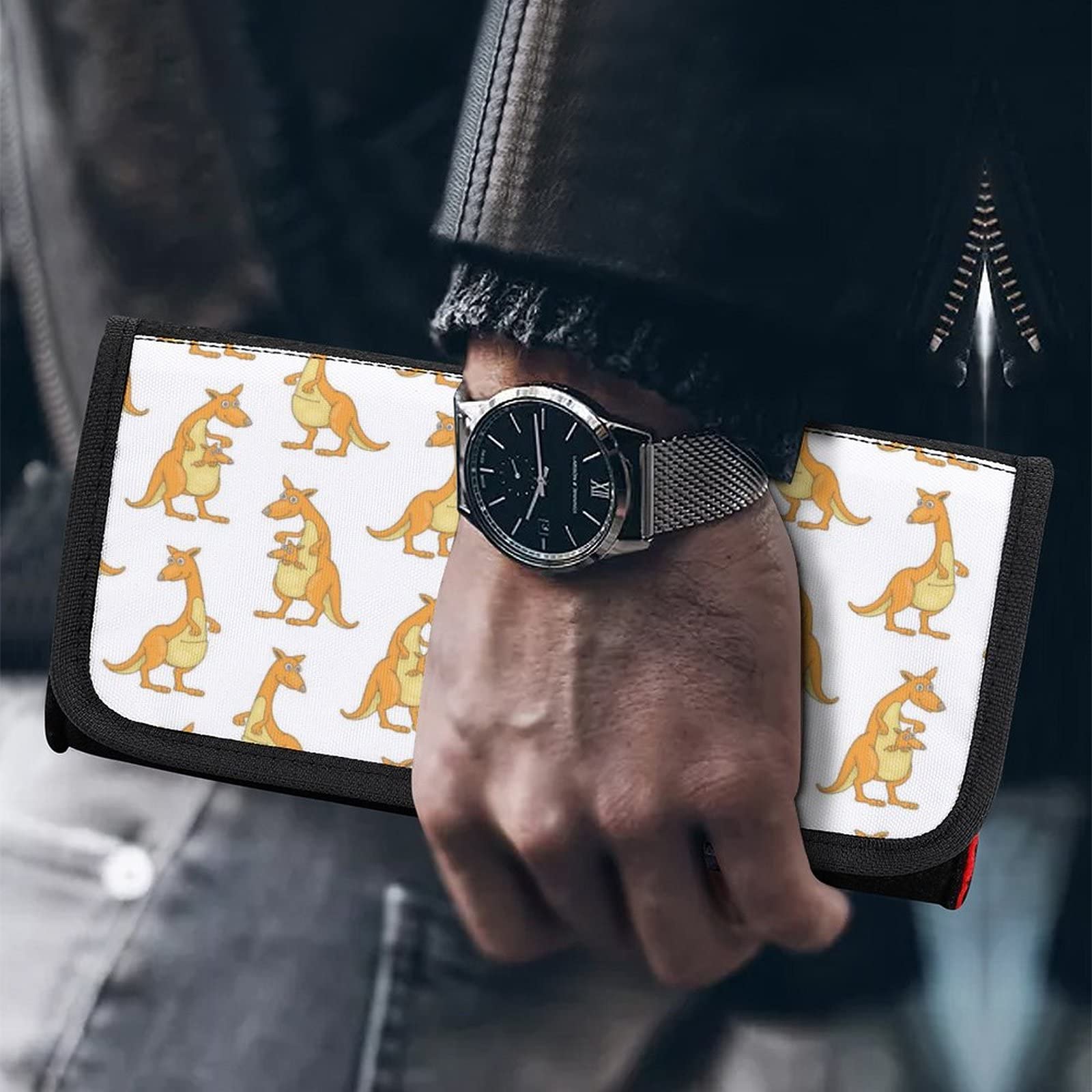 Funny Kangaroos Carrying Bag Compatible with Switch Protective Case Slim Felt Pouch with 5 Game Cartridges Holders