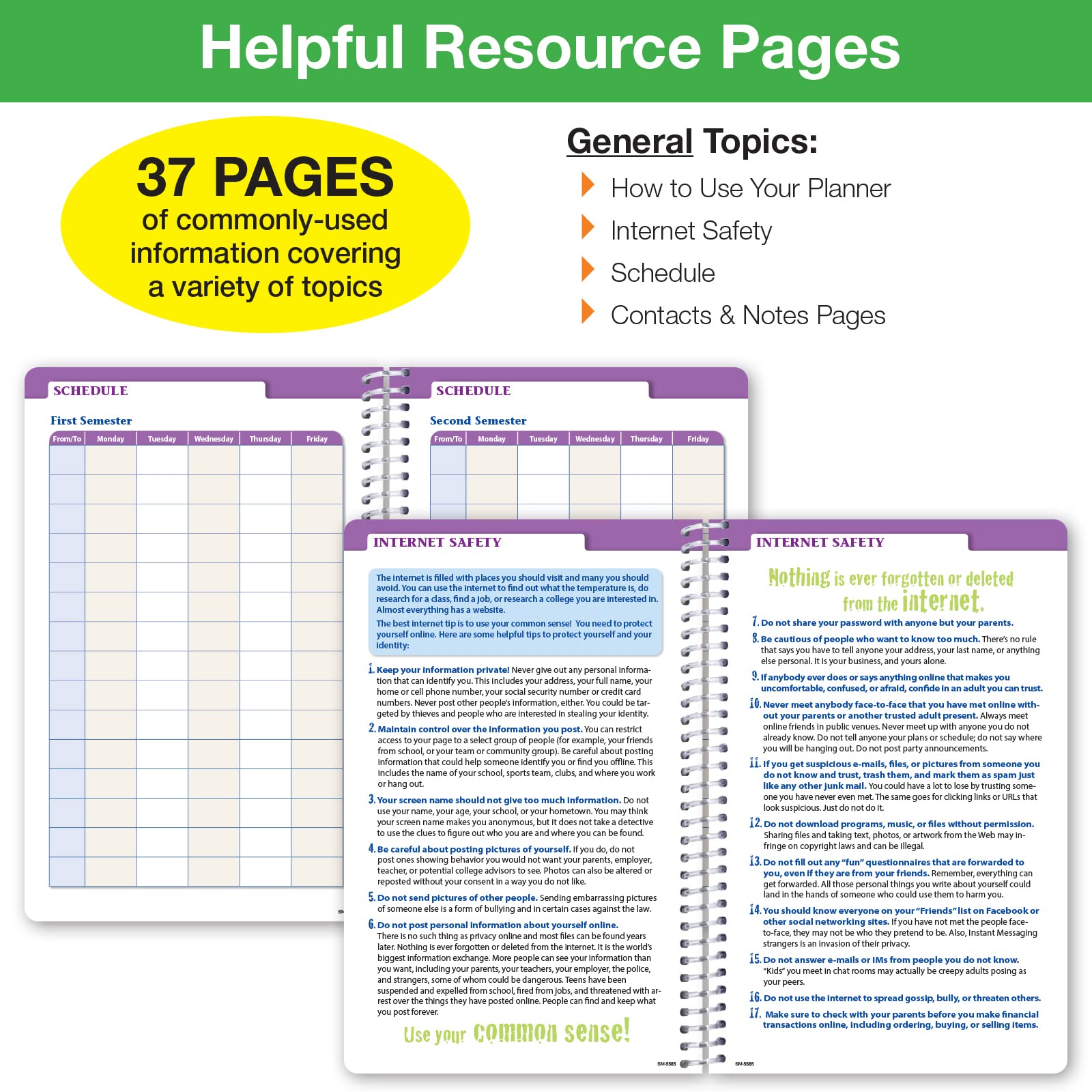 Global Datebooks Dated Middle School or High School Student Planner for Academic Year 2023-2024 Includes Ruler/Bookmark and Planning Stickers (Matrix Style - 5.5"x8.5" - Blue Colors)
