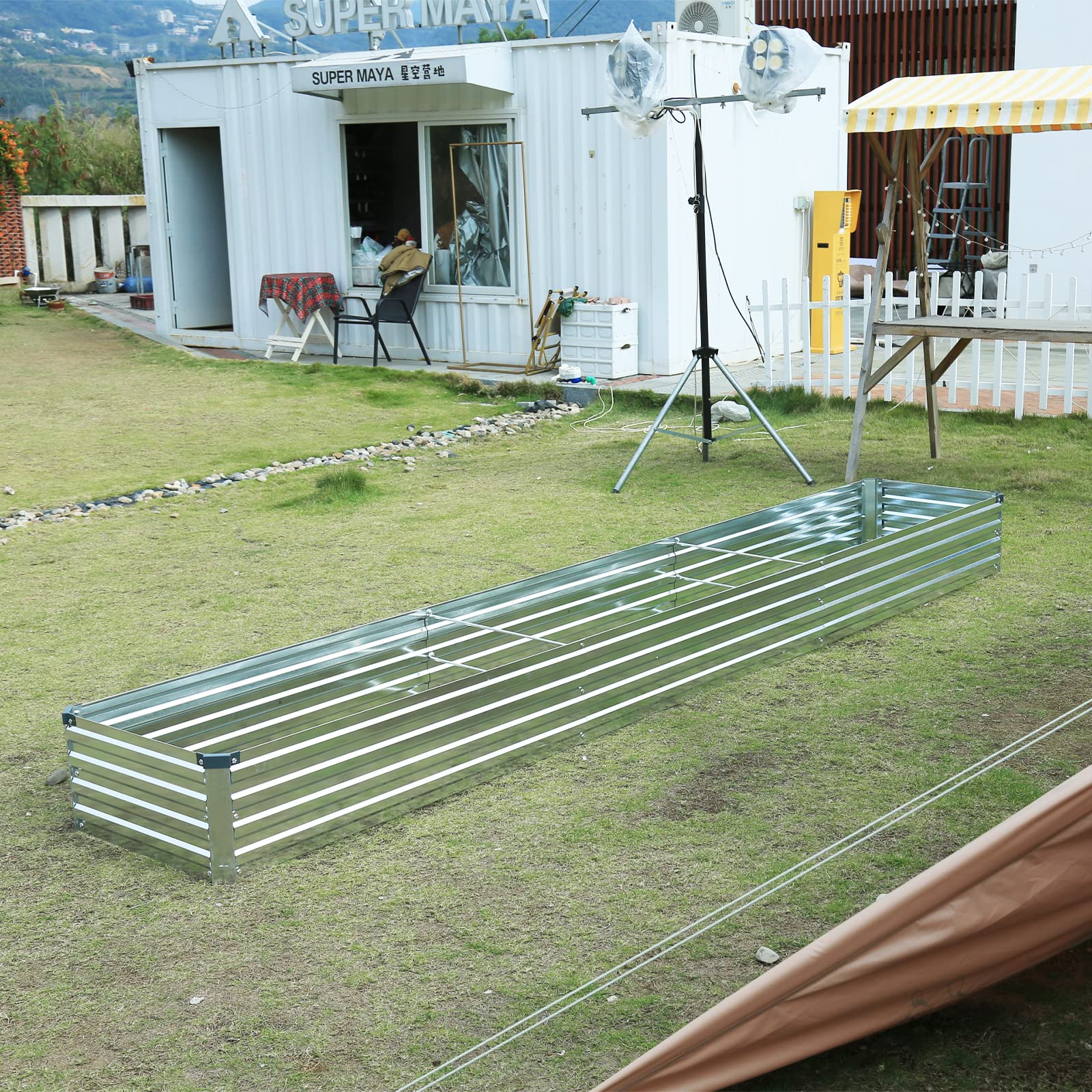 DIIYIV 12x2x1FT Galvanized Raised Garden Bed,Raised Graden Bed Kit-Square Metal Garden Bed,Large Planter Raised Bed Outdoor,Garden Box for Vegetables,Flower,Herb…