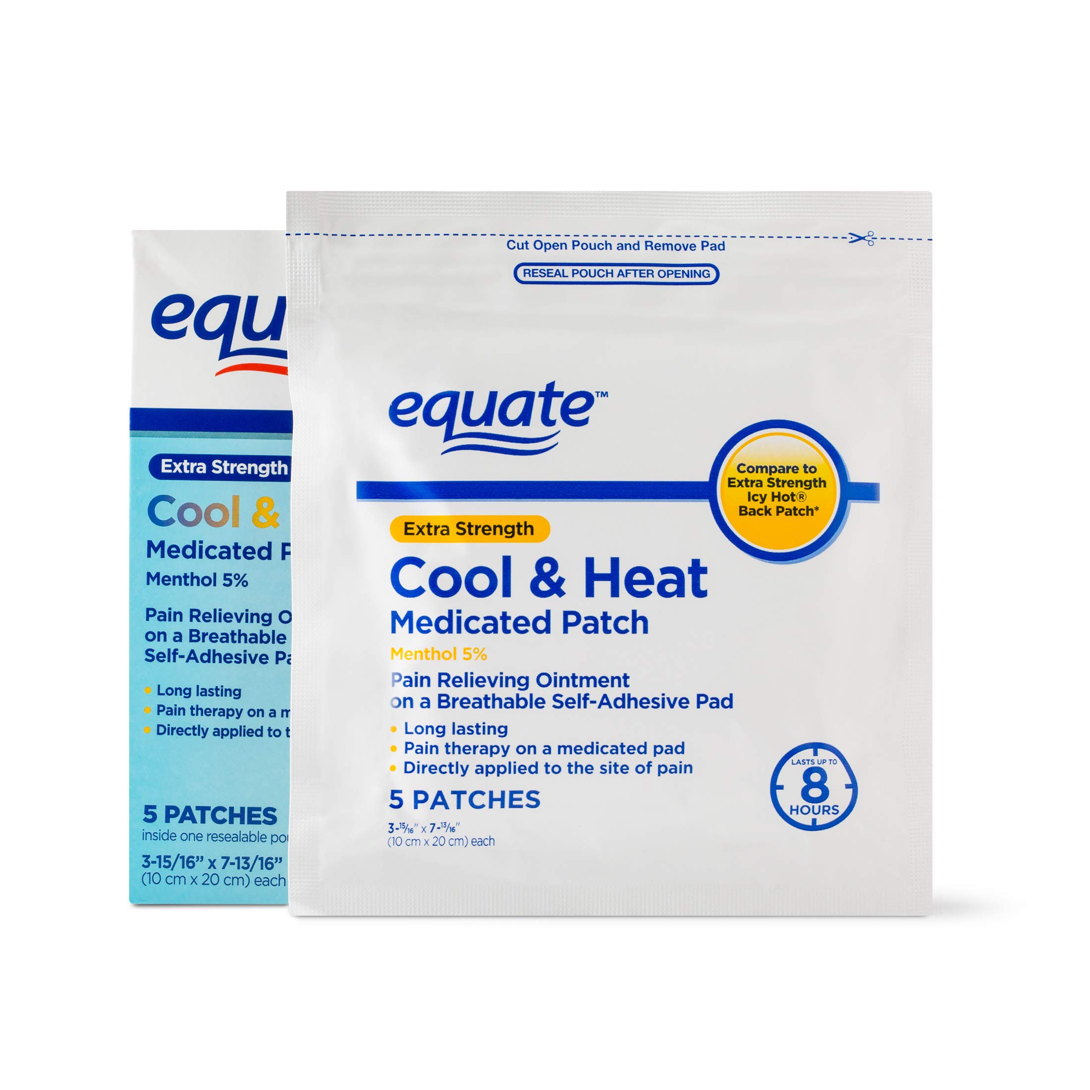 Equate Extra Strength Cool & Heat Medicated Patch, 5 Ct (10 ct)