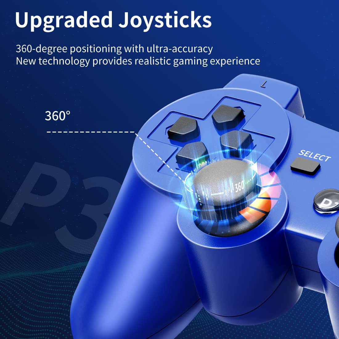 DIANVEN Controller for PS3 Controller Wireless for Sony PlayStation 3, Bluetooth Remote Control for PS3, Double Shock and Motion Sensing USB Charging Cables for PS3 Controller, Blue&Red
