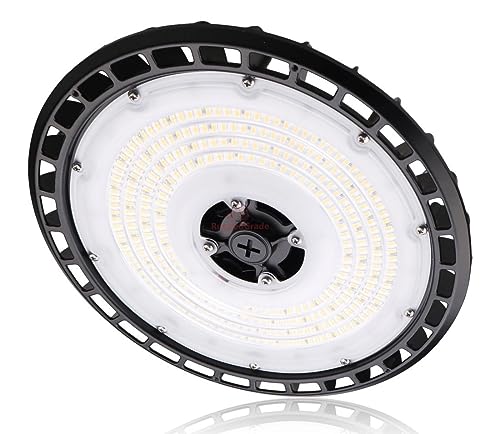 RuggedGrade 100 Watt LED High Bay UFO Corvus Series Lights - with 40w Kono Series Battery Back Up - 14,500 Lumen - 3.3ft Cord - 5000K - DLC Premium 5.1 Optional