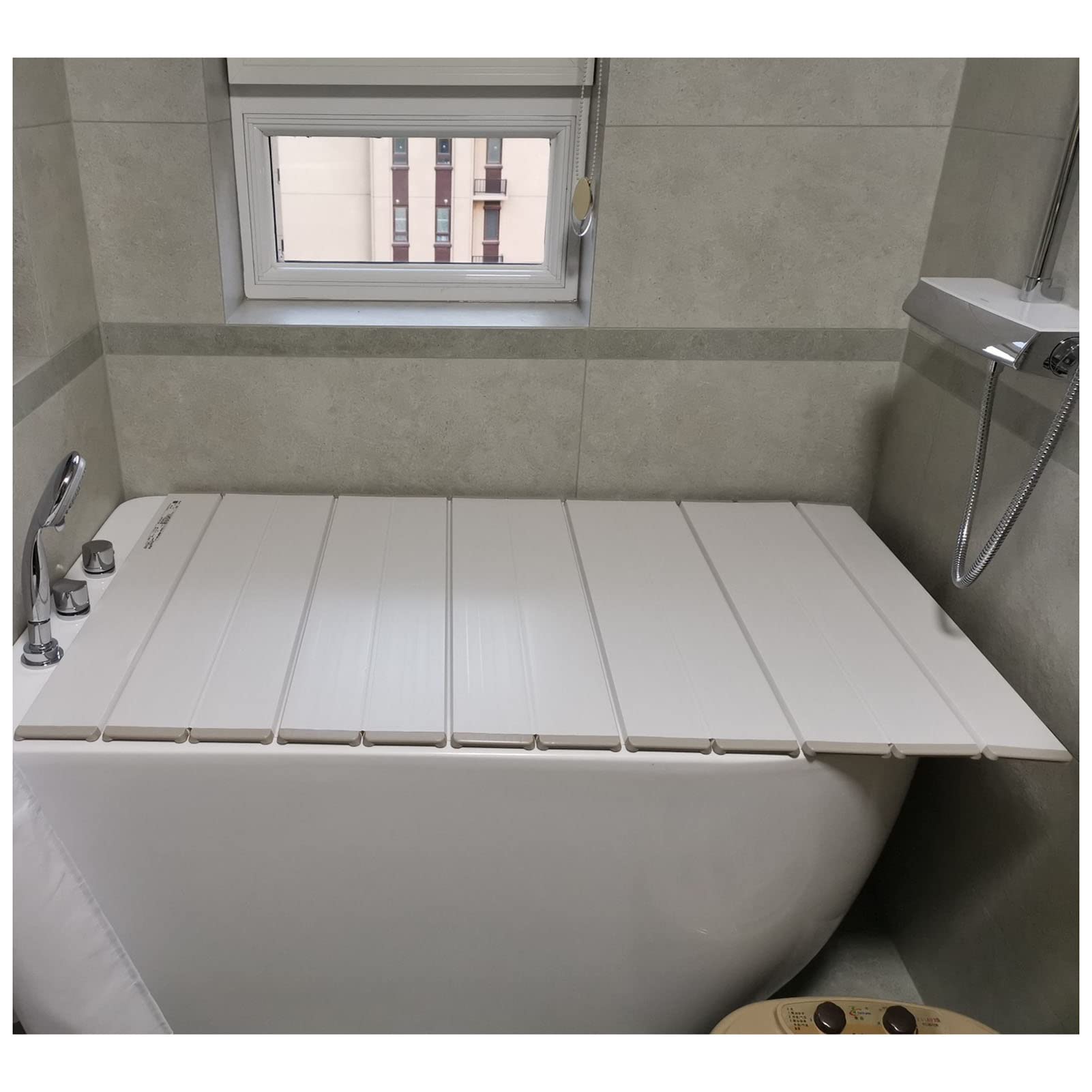 Insulation Bathtub Cover, Folding Waterproof Polypropylene Shutter Bath Lid Bath Tub Tray, 1cm Thickness Dustproof Board for Milk Baths Spa, Bearing 10kg (Color : White, Size : 140cmx75cmx1c