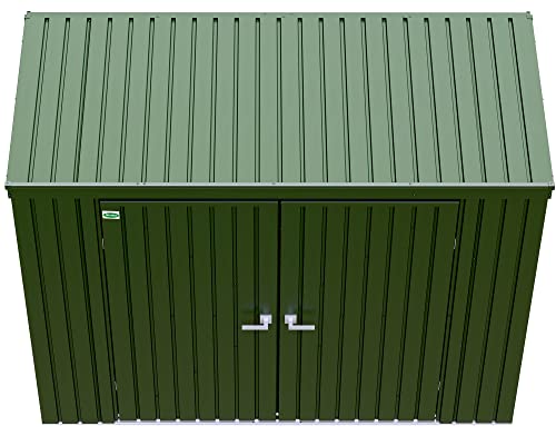 Scotts 8' x 4' Garden Storage Shed Outdoor Lockable Water-Resistant Steel Building with Tool Hanger and Pent Roof, Green