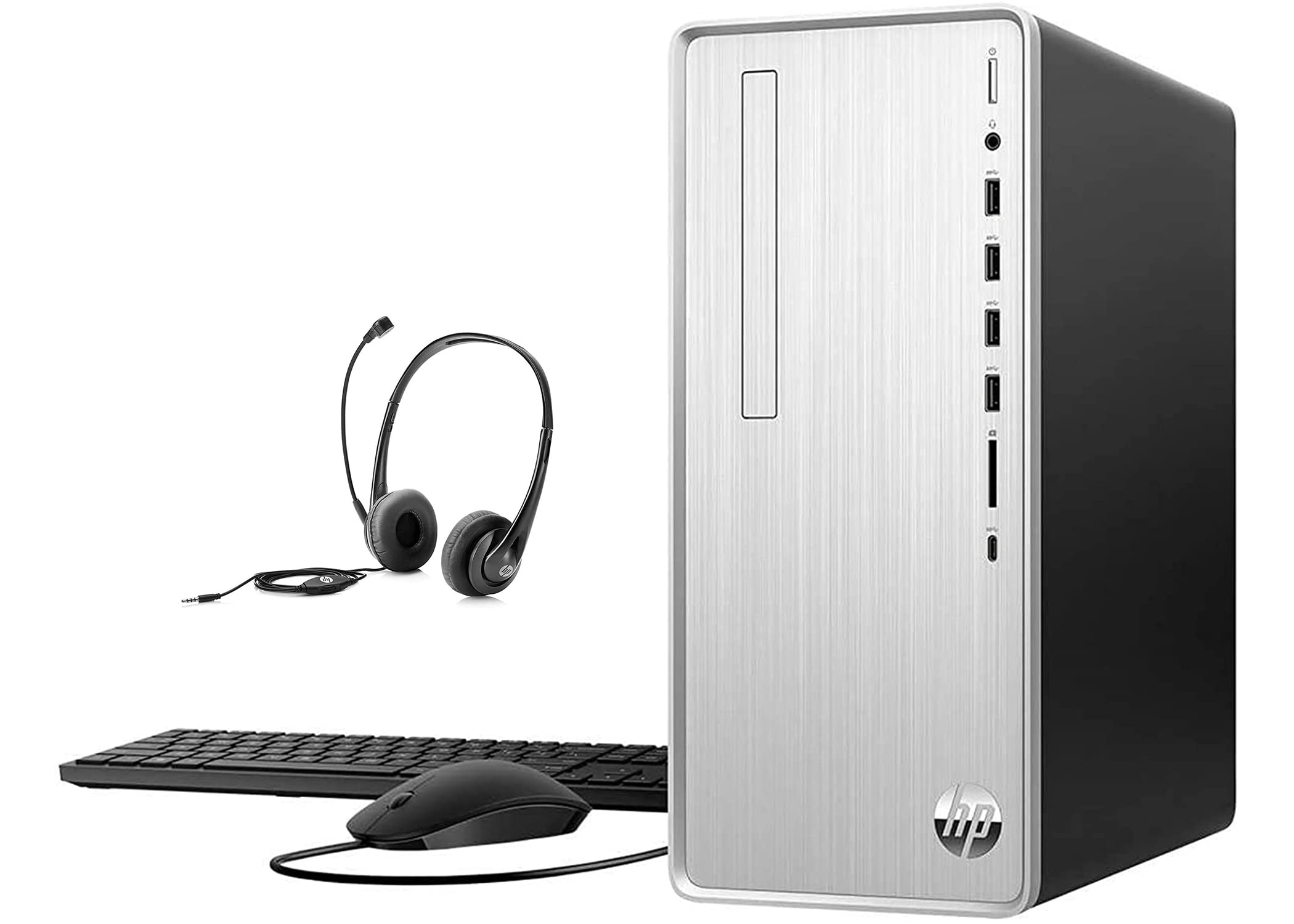 HP 2022 Newest Pavilion Desktop, AMD Ryzen 3 5300G Processor, AMD Radeon Graphics, 32GB DDR4 RAM, 1TB PCIe NVMe SSD, HDMI, VGA, USB Type-C, Wi-Fi 5, Bluetooth, Windows 11 Home, Silver