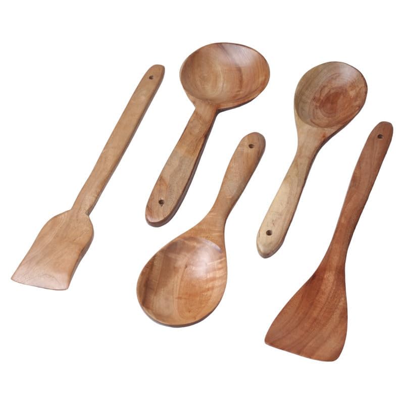 Cooking Utensils Set, Nonstick Wooden Spoons for Cooking, Cookware Sets, Kitchen Essentials, Kitchen Appliances, Kitchen Utensils Tool Set, Housewarming Gift, Mangowood Kitchen Utensils Set Pack of 5