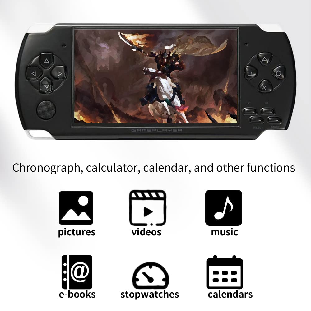 Diketigeey 4.3 inch 8GB Handheld Game Console Built in 1500 Games for Multiple simulators x6 Retro Video Game Console mp3/mp4/Ebook TV Out Portable Game Player Device (Black)