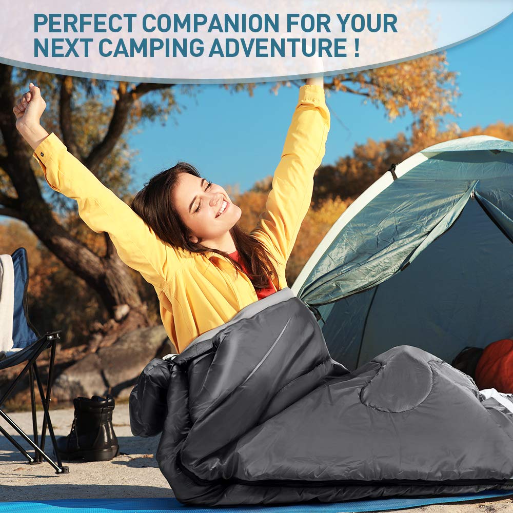Forbidden Road Portable Single Sleep Bag for Camping Hiking Backpacking - Compression Bag Included (Black, 0 ℃ / 30 ℉)