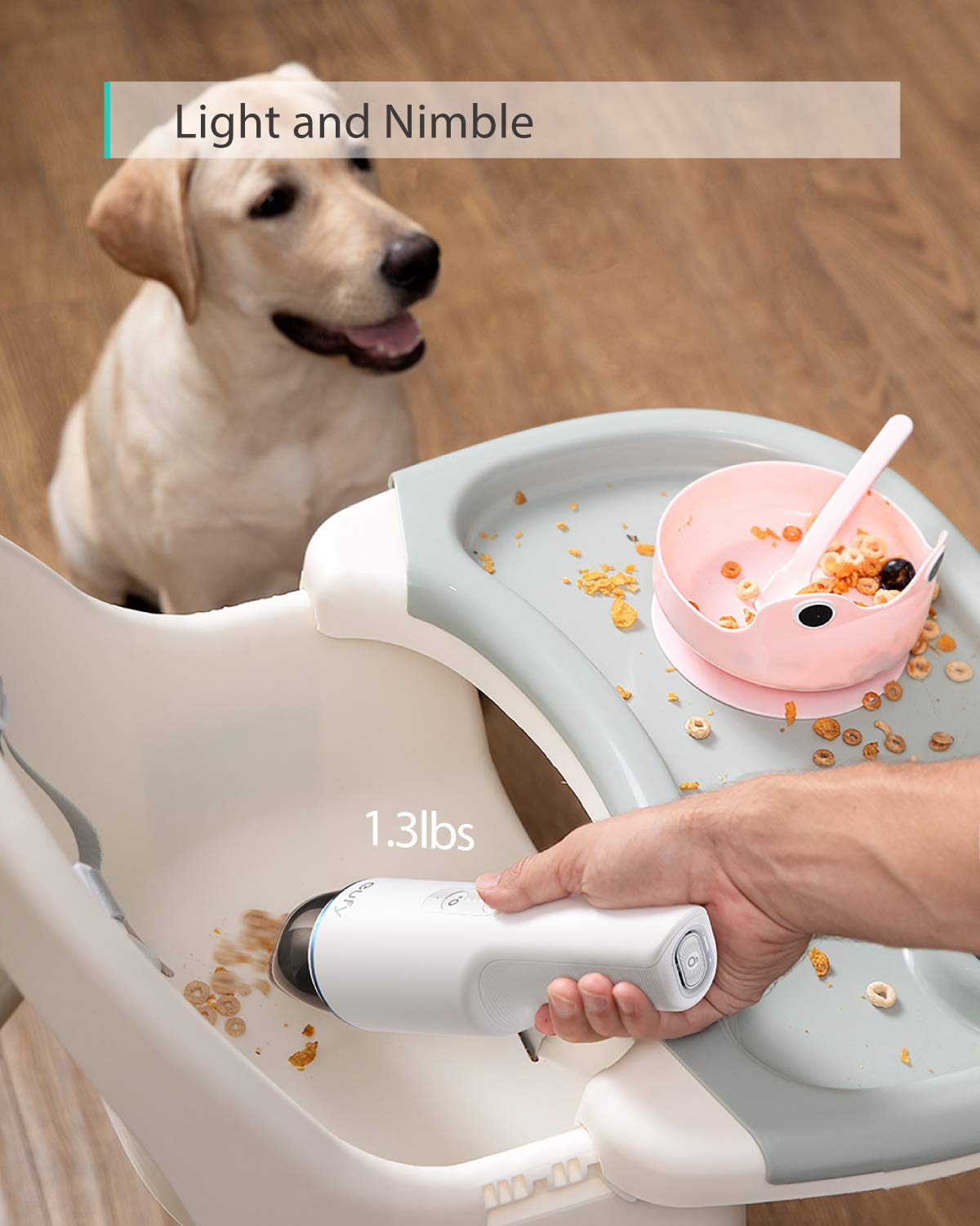 eufy HomeVac H11 Pure, Cordless Handheld Vacuum Cleaner, Ultra-Lightweight 1.3lbs, 5500Pa Suction Power, Ozone Purification, USB Charging, for Home Cleaning