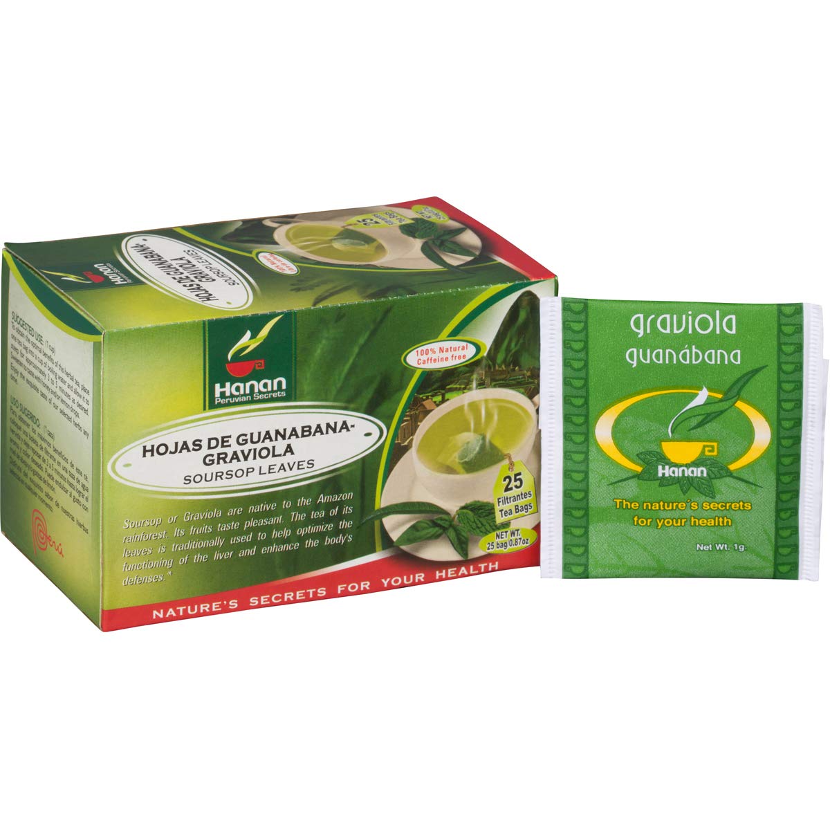 Graviola Tea 25 Teabags of Natural Soursop Leaves or Hojas de Guanabana from Peru β Herbal Tea te guyabano