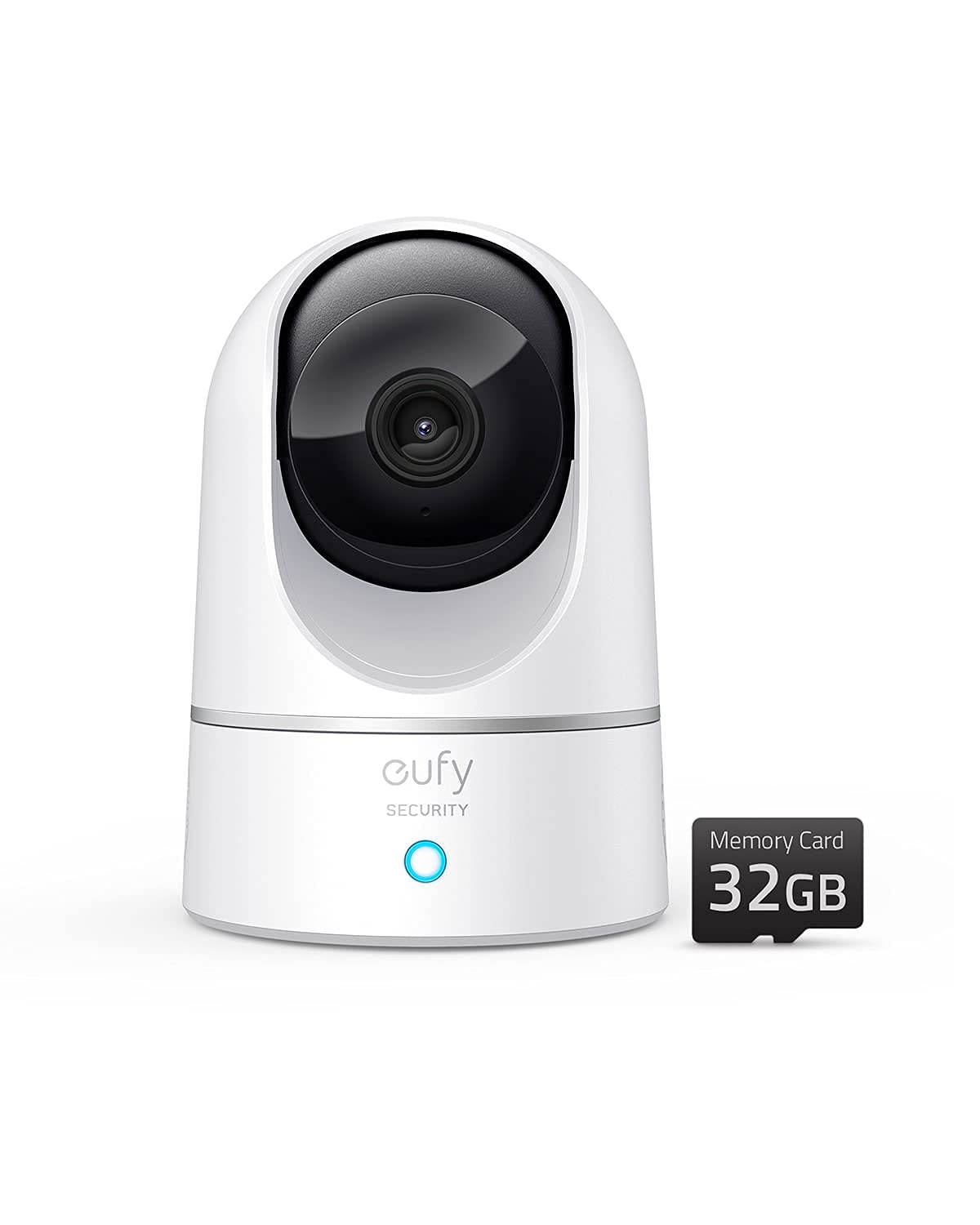 eufy Security Solo IndoorCam P24, 2K Security Indoor Camera Pan & Tilt, Plug-in Security Indoor Camera with a 32GB microSD Card, Human & Pet AI (Renewed)