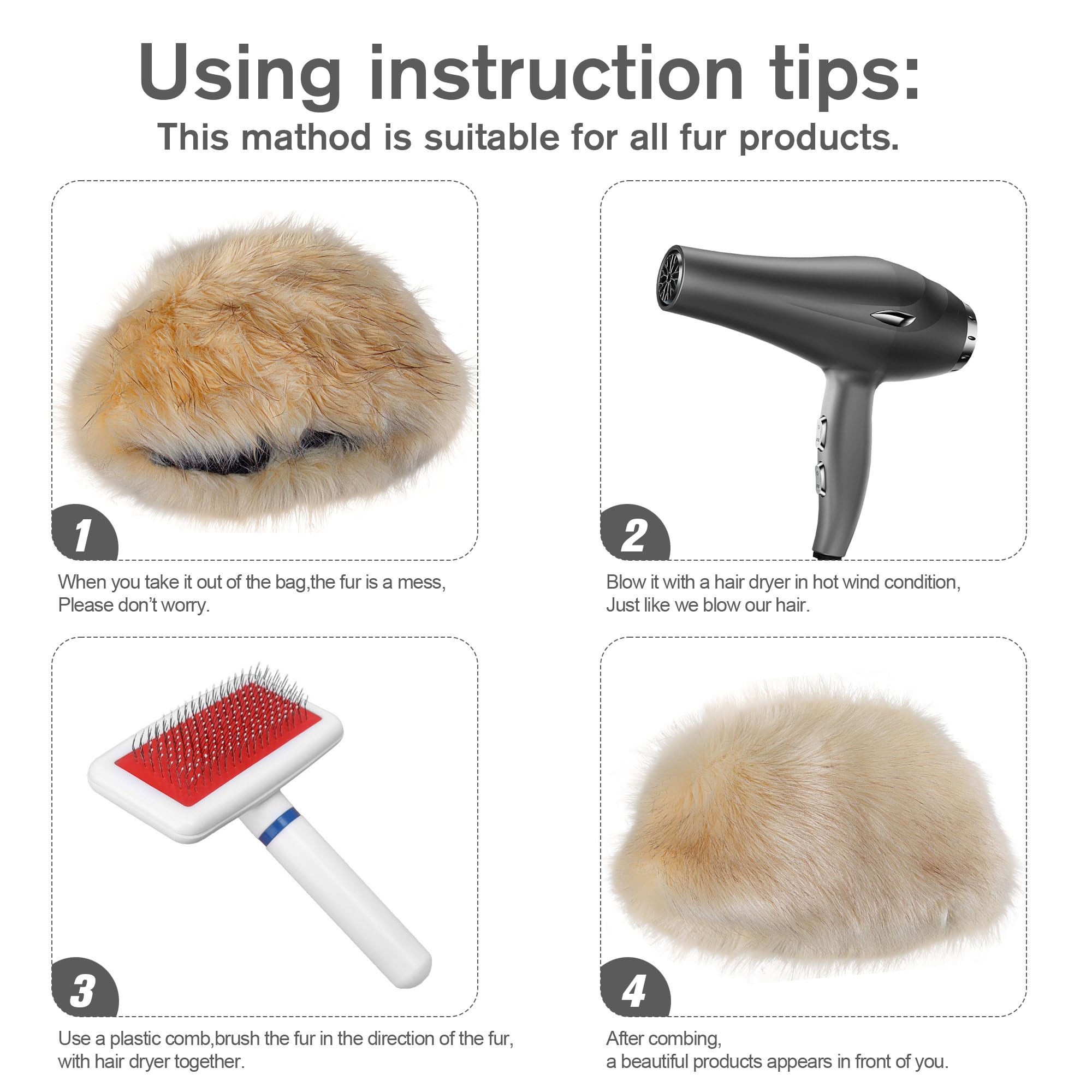 Dikoaina Faux Fur Cossack Russian Style Hat for Ladies Winter Hats for Women, Medium, Black