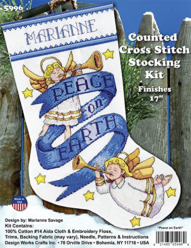 Tobin Peace On Earth Cross Stitch Stocking Kit, 17 Long 14 Count