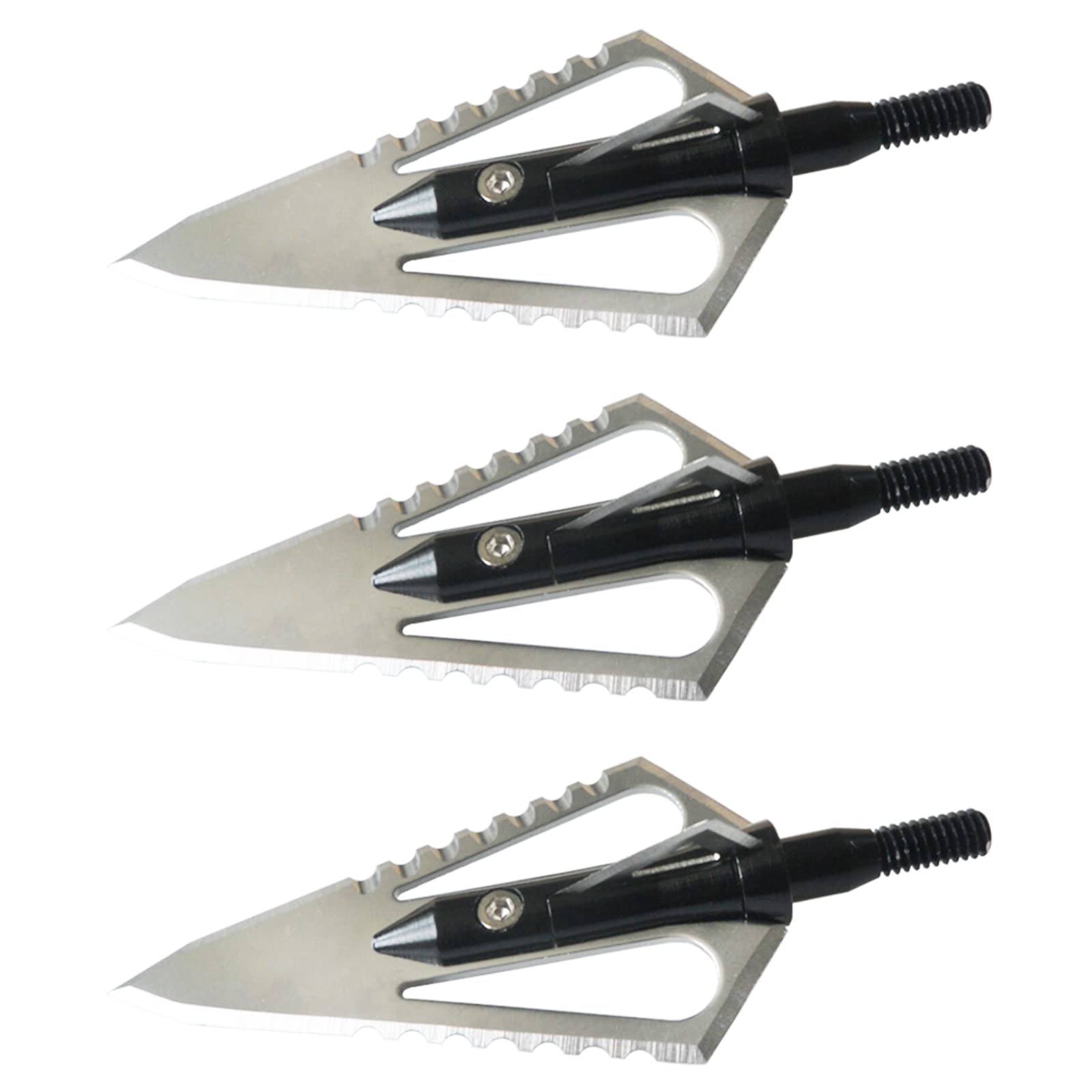 e5e10 100 Grain Stinger Hunting Broadheads, 12pcs 4 Blade 2 Sawtooth Blade Screw-in Arrow Heads Arrow Tips Compatible with Traditional Bows and Compound Bow