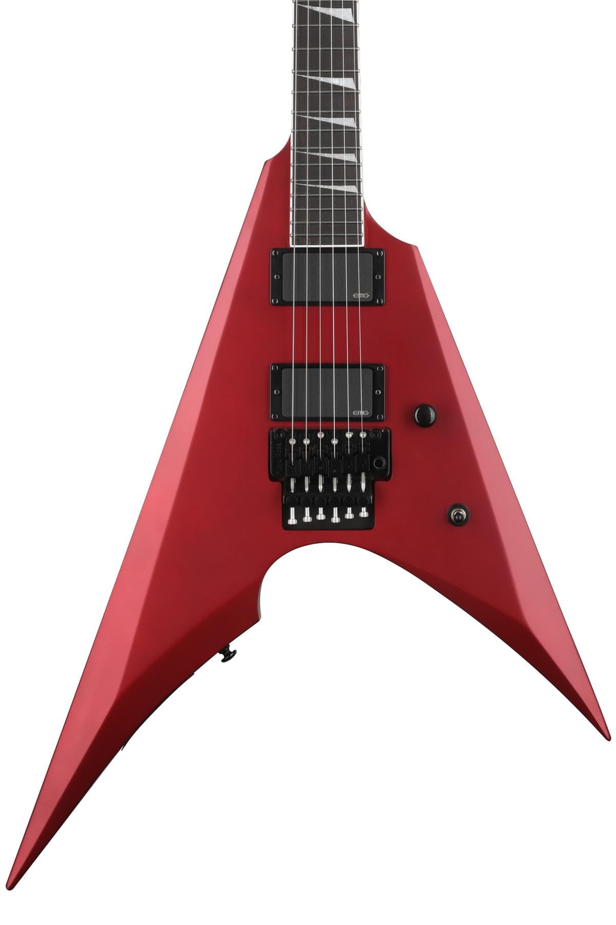 ESP 6 String LTD Arrow-1000 Electric Guitar, Candy Apple Red Satin, Right, (LARROW1000CARS)