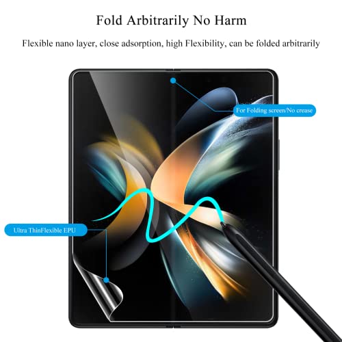 SURBUID [2 Pack] Samsung Galaxy Z Fold 4 Screen Protectors Flexible Soft Inner Screen EPU Protective Film Full Coverage Clear Bubble-Free Case Friendly Screen Protector for Galaxy Z Fold 4, 7.6-Inch