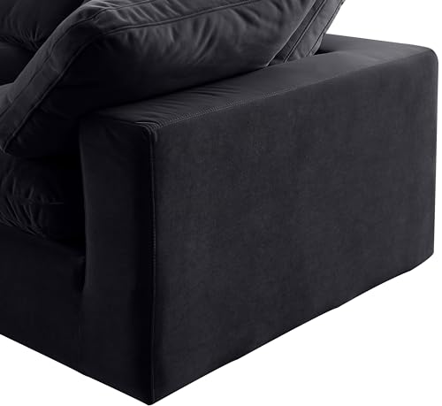 Meridian Furniture 189Black-Sec6B Comfy Collection Modern | Contemporary Upholstered Modular Sectional, Soft Black Velvet, Down Feather Cushions, 158" W x 79" D x 34.5" H, Black