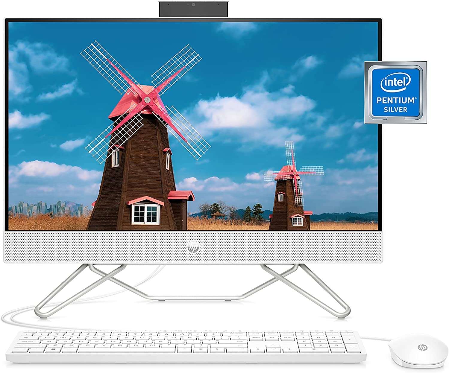 HP 2022 Newest 24-inch FHD IPS Touchscreen All-in-One Desktop Computer Quad-Core Intel Pentium Silver J5040 24GB DDR4 1TB SSD WiFi Bluetooth Windows 10 Pro White w/RATZK 32GB USB