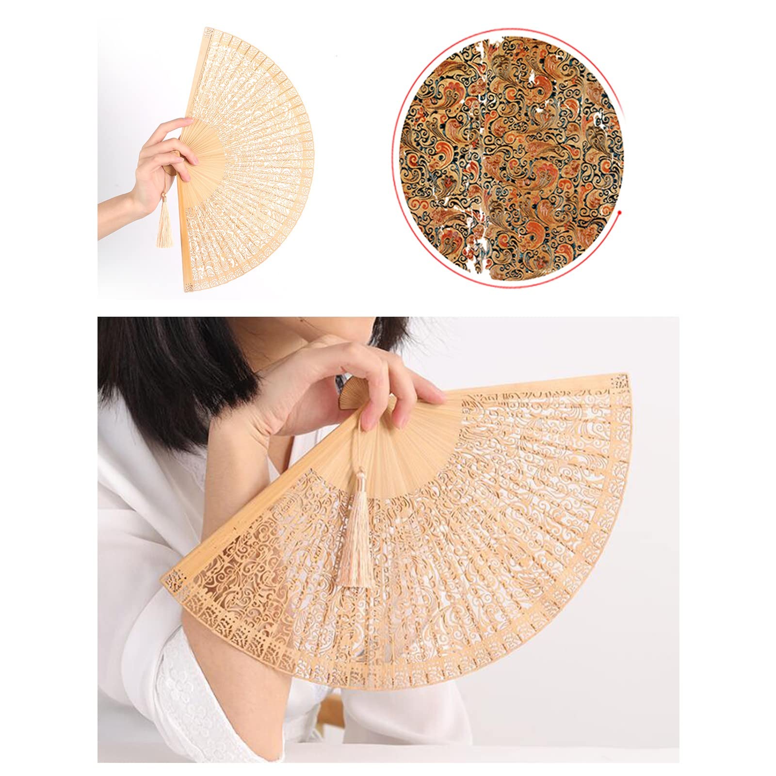 ERTUO Handmade Art Mini Small Group Fan Round Fan Summer Bamboo Fan Paper Round Hanfu Fan Literary Gift