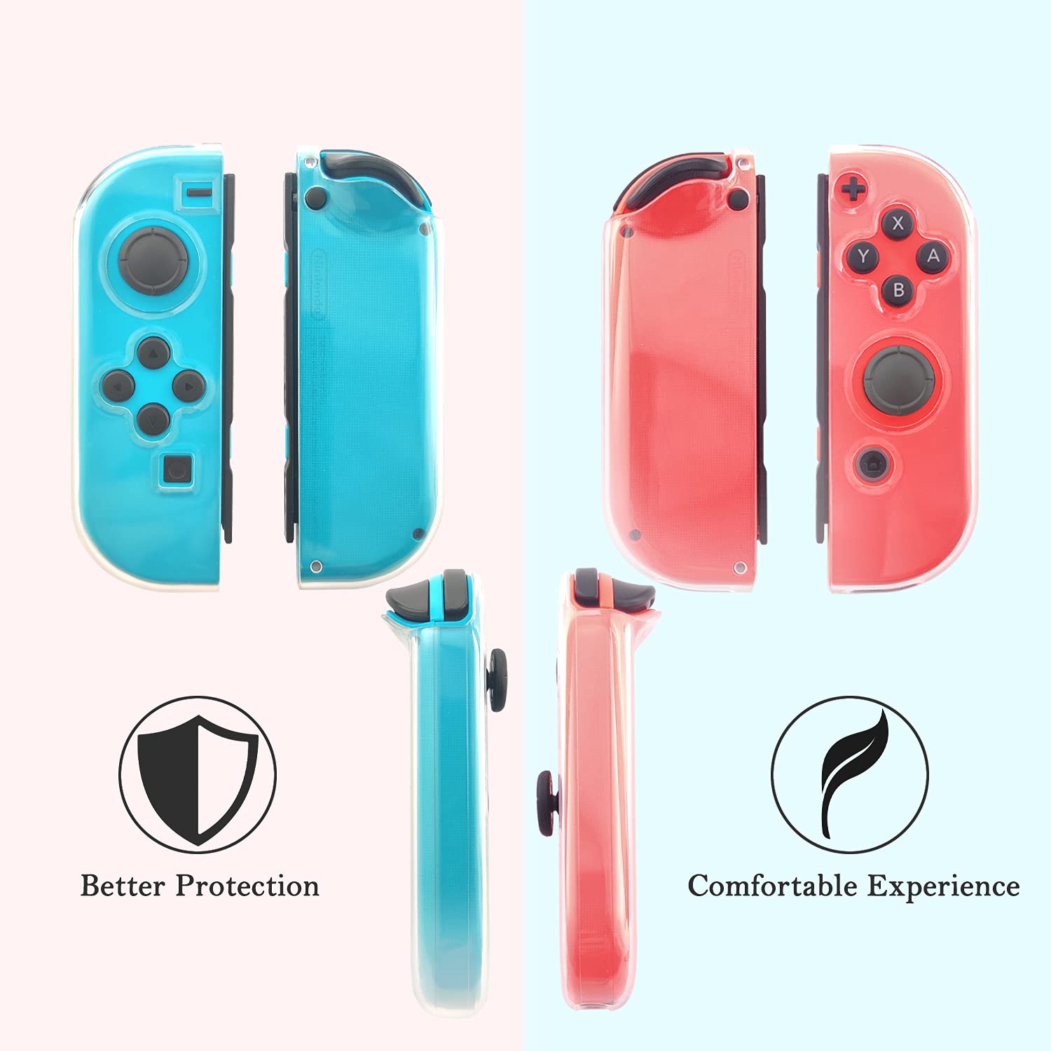 Ferkurn Switch Joycon Cover Case Joy Con Cover JoyCon Grip Cover Protector Switch Controller Cover Case Joy-Con Skin Joycons Skin Shell with 4 Switch Joycon Silicone Grip Cover Thumb Grip Joystick Cap