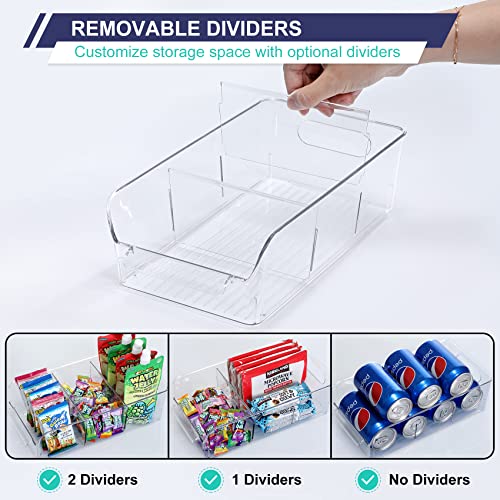 LANDNEOO 2 SET, 2 Tier Clear Organizer with Dividers + Set of 8, Stackable Clear Bins with Removable Dividers - Pantry Food Snack Organization and Storage - Multi-Purpose Plastic Home Organizer