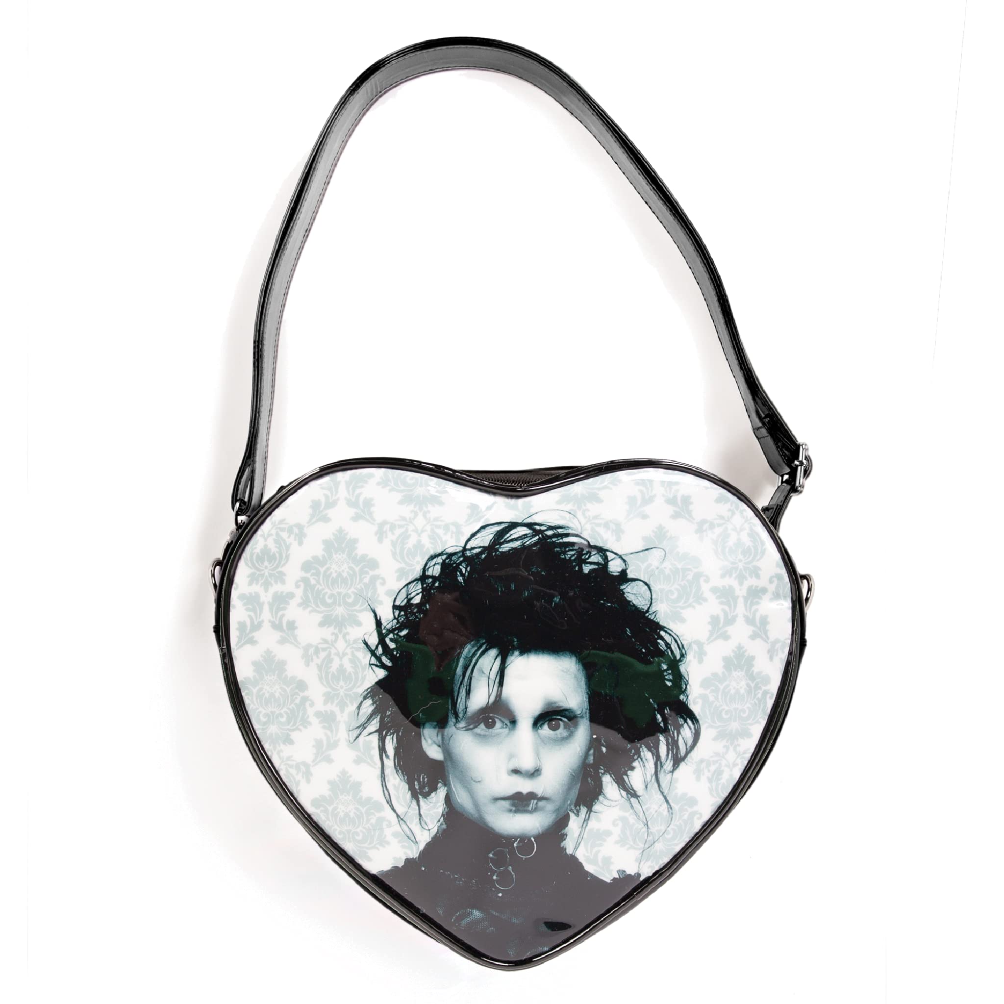 Edward Scissorhands Fleur De Lis Damask Womens Shoulder Bag Heart Shaped Purse